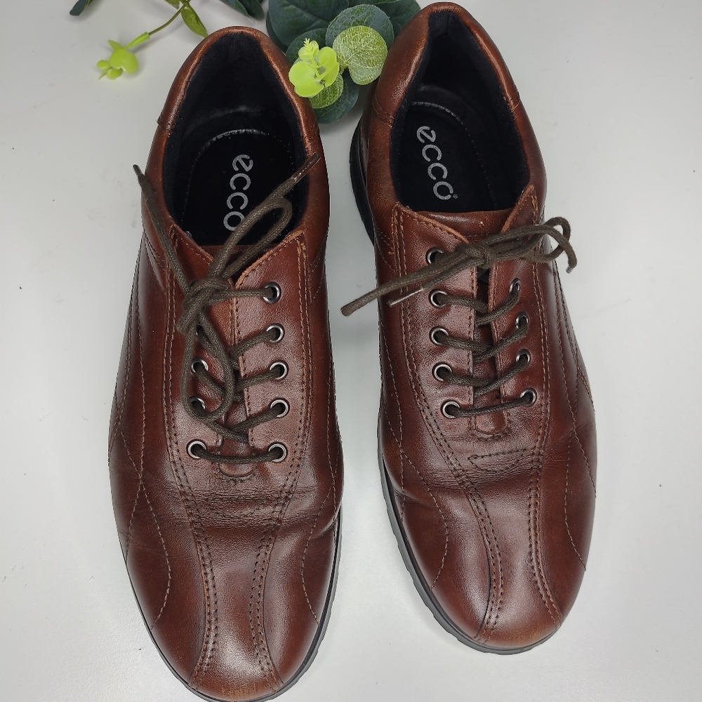 Ecco Brown Lace Up Bowling Style Golf Shoes 39 - Gem